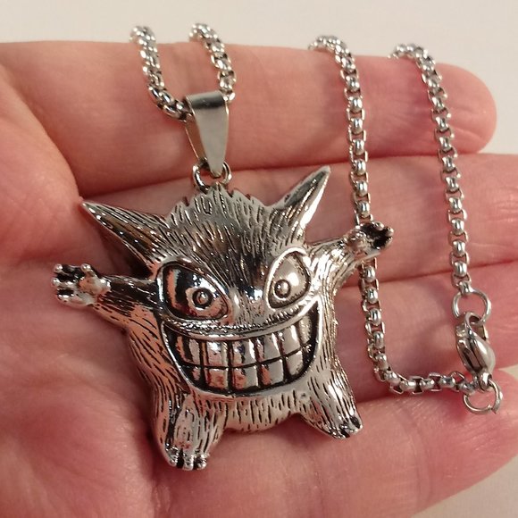 Accessories | Mens Silver Stainless Steel Carved Gengar Pokemon Pendant ...